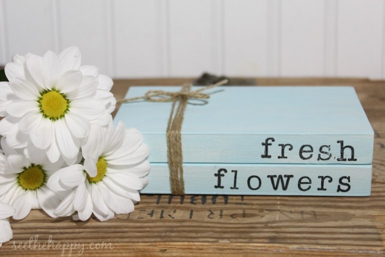 Farmhouse Stacked Book Decor- DIY - See the Happy